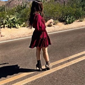 Dresses | Burgundy Open Back Flowy Dress Mini | Poshmark